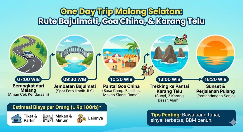 One Day Trip Malang Selatan: Rute Efektif Menjelajah Bajulmati, Goa China, dan Karang Telu ...